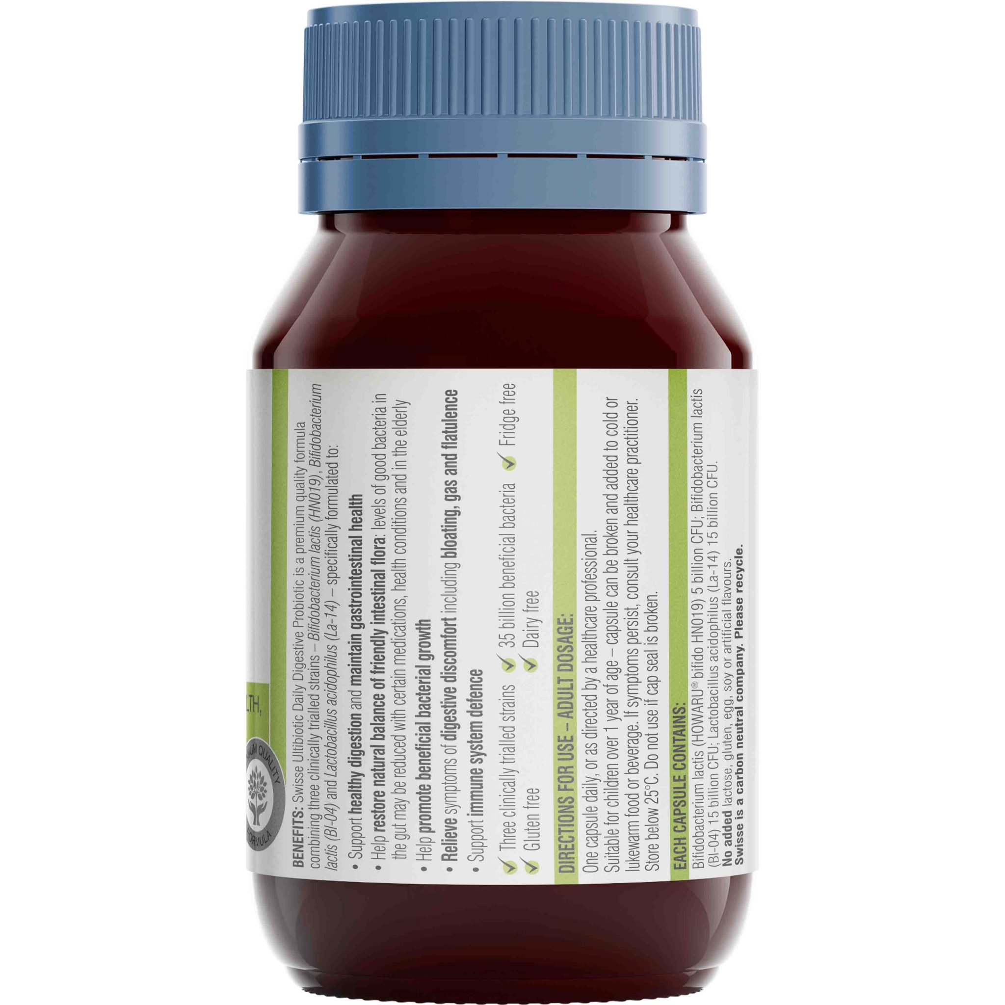 Swisse Ultibiotic Daily Digestive Probiotic, 30 Capsules - Nutrition ...